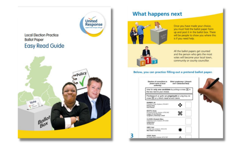 Easy read practice ballot papers and voting guides - United Response